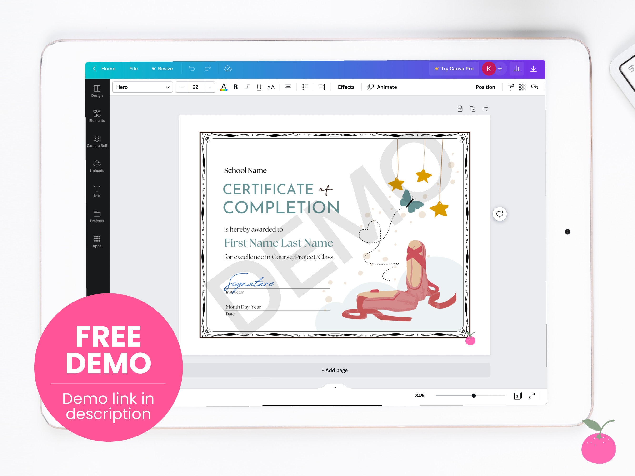 Editable Ballet Dance Certificate of Completion for School, Recital ...