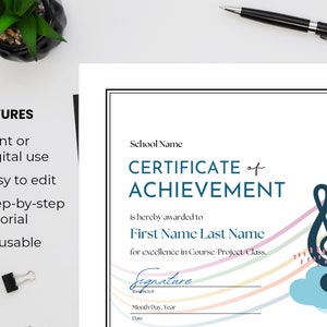 Editable Music Recital Certificate of Achievement | Piano, Violin ...