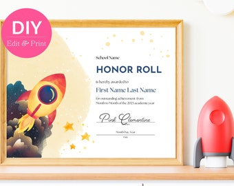 Printable Honor Roll Certificates, INSTANT DOWNLOAD, Certificate of ...