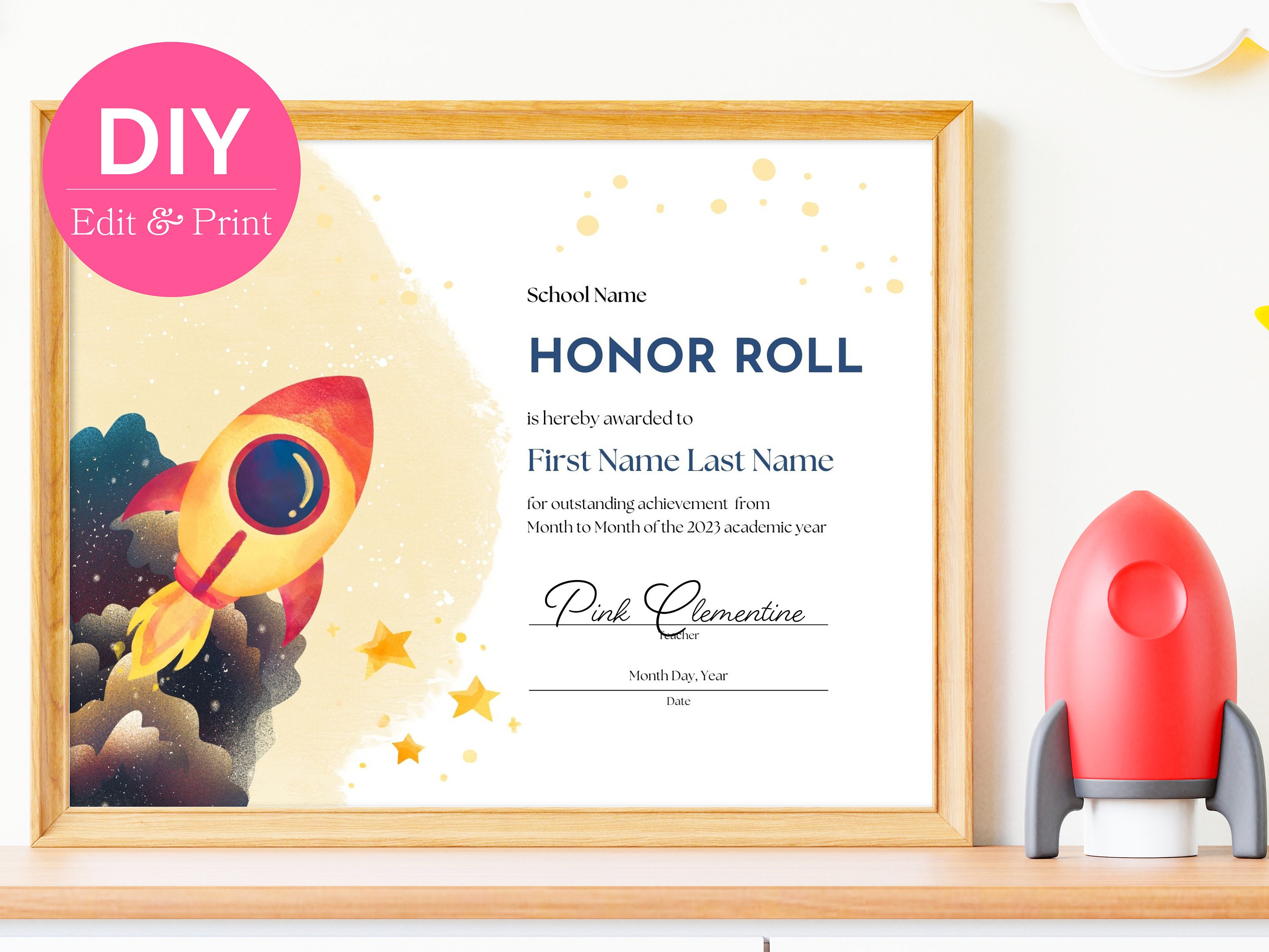 Editable Honor Roll Student Award Certificate for Academic Achievement ...