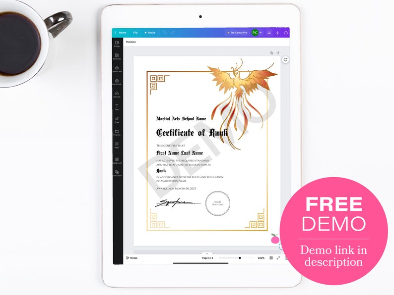 Editable Certificate of Rank Recognition | Gold Phoenix Martial Arts ...