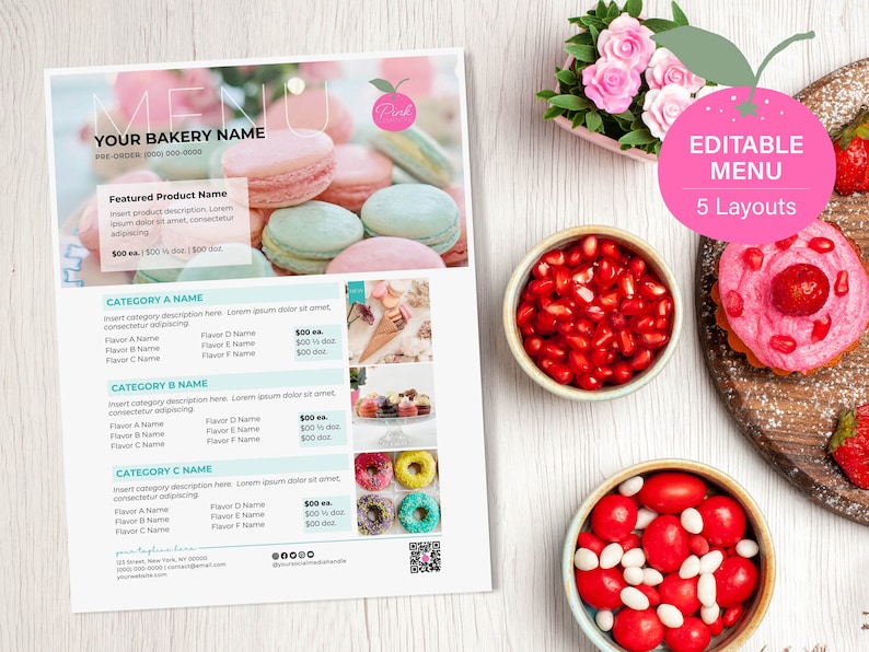 Editable Bakery Photo Menu & Flyer for Gourmet Cookie - Etsy