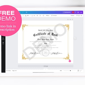 Editable Certificate of Rank Recognition | Dragon Martial Arts Award ...