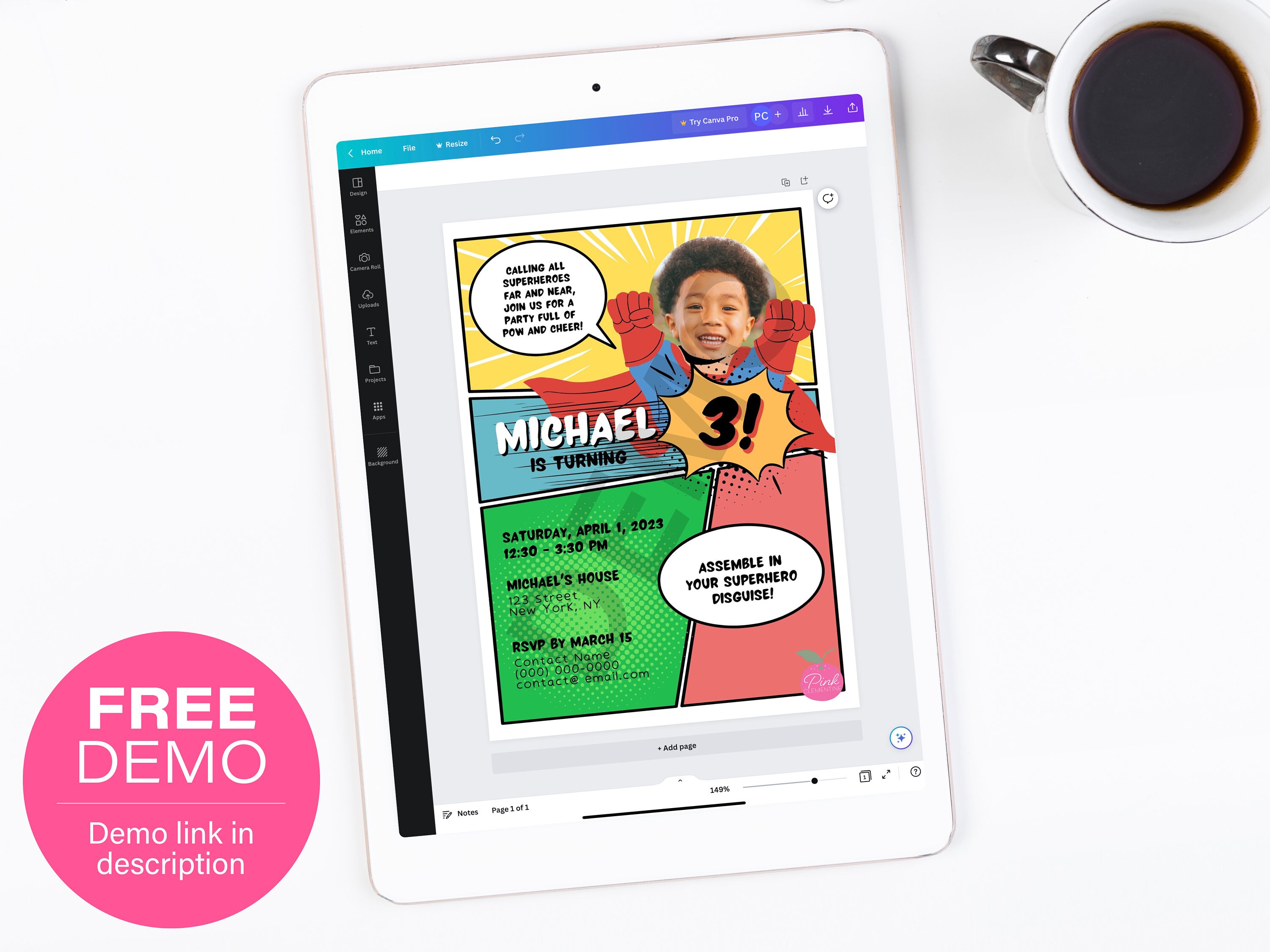 Editable Comic Book Superhero Theme Birthday Party Invite for Kids With ...