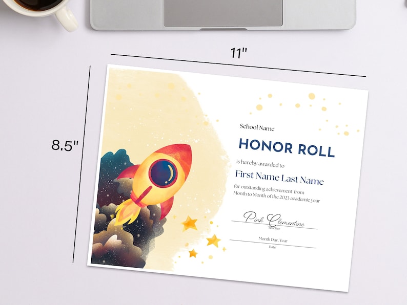 Editable Honor Roll Student Award Certificate for Academic Achievement ...