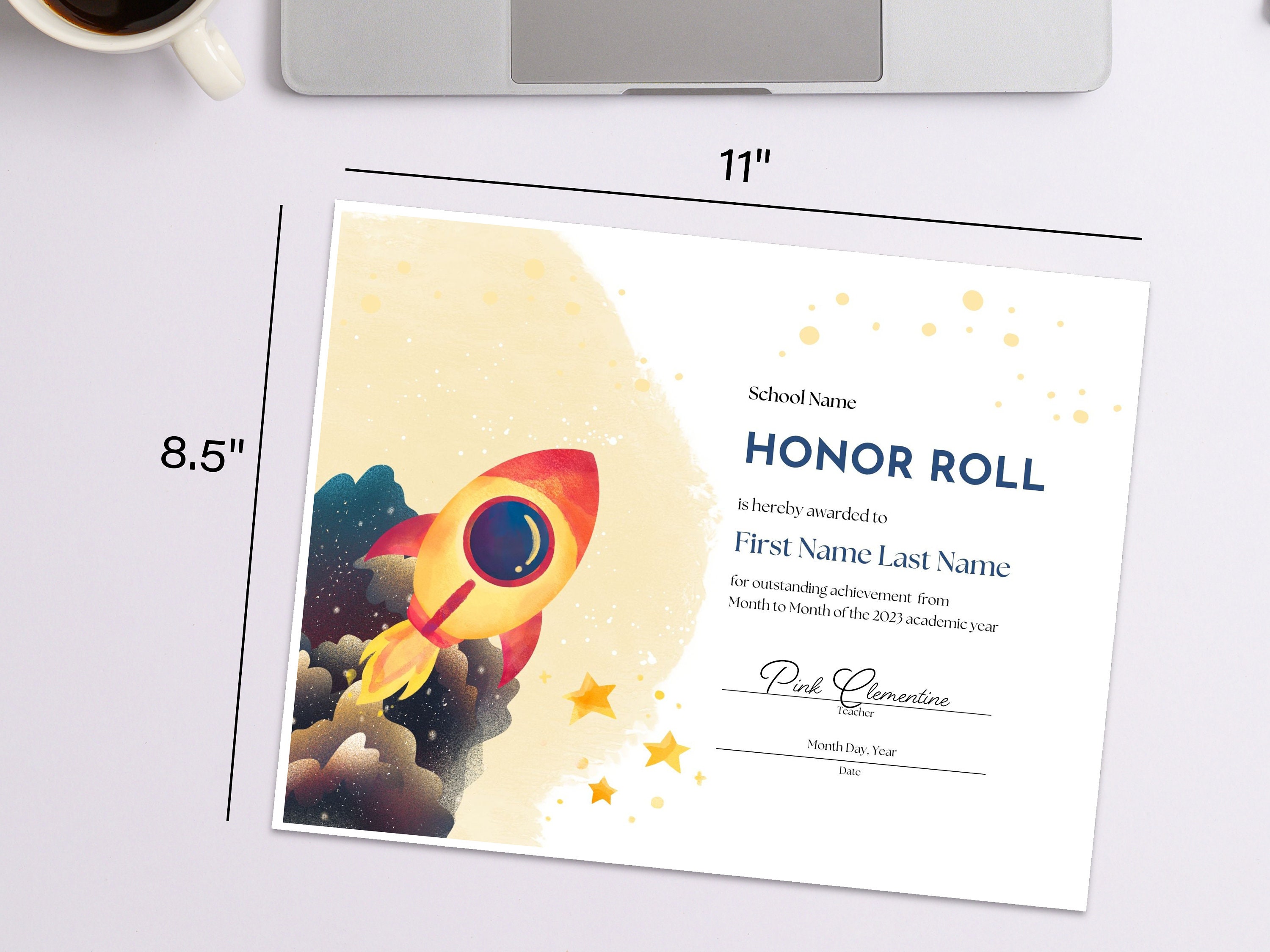 Editable Honor Roll Student Award Certificate for Academic Achievement ...