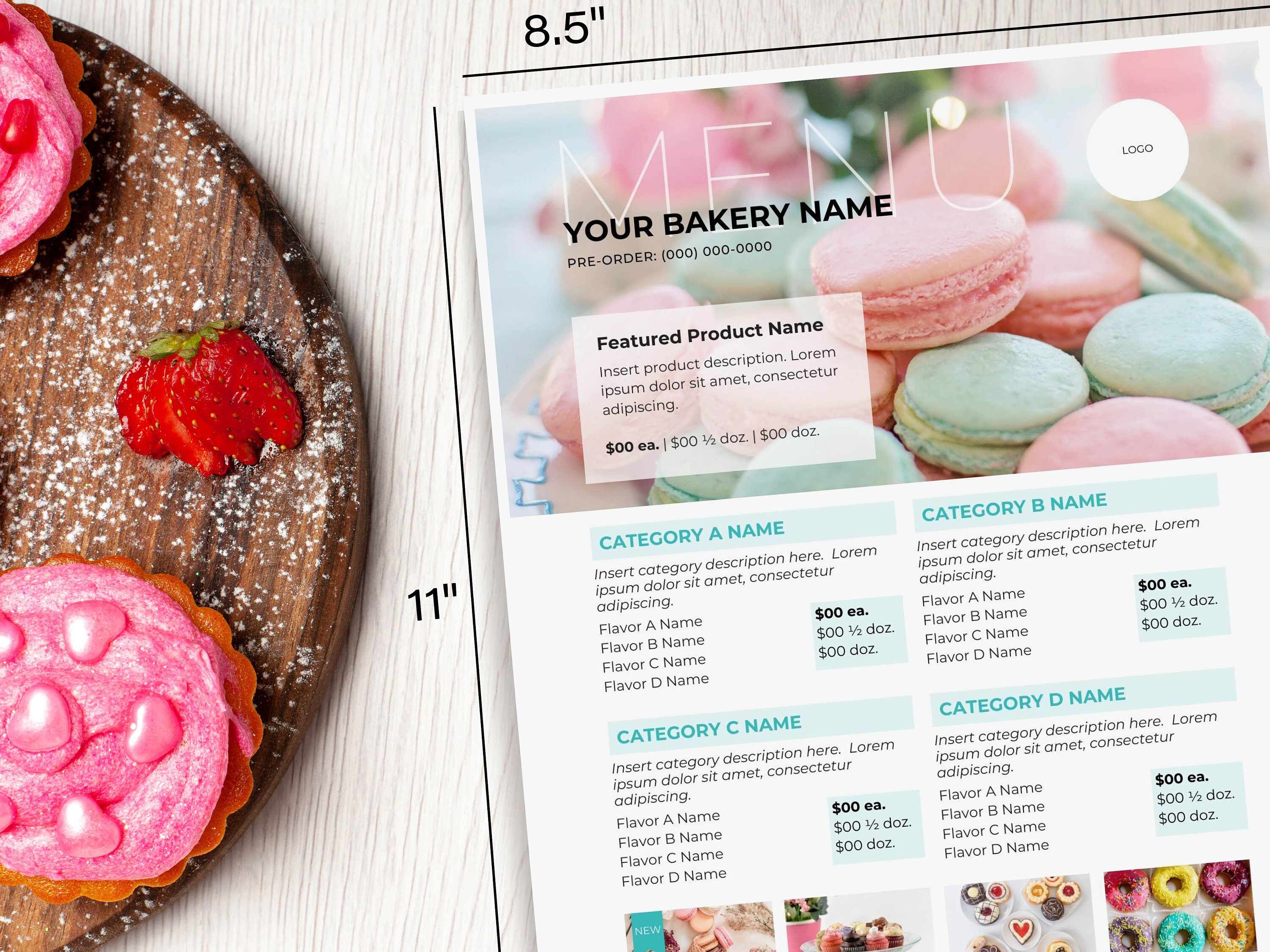 Editable Bakery Menu Price List for Gourmet Cookie Brownie - Etsy