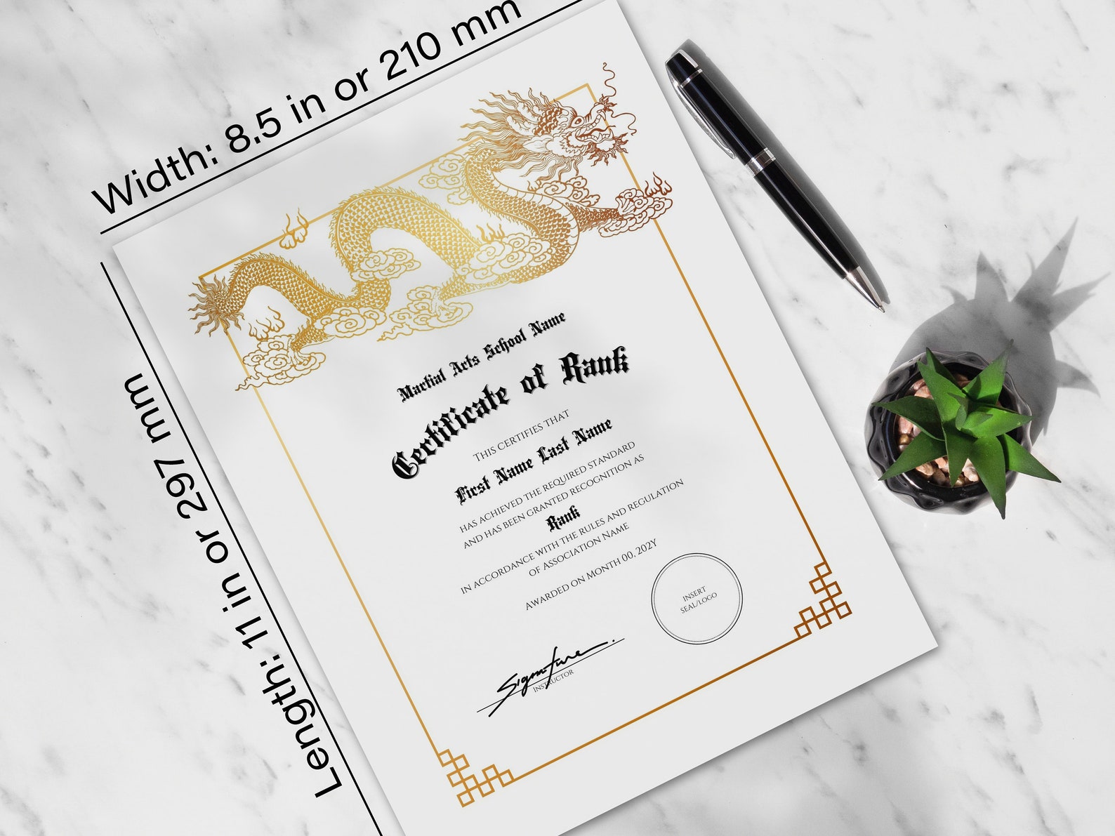 Editable Certificate of Rank Recognition | Gold Dragon Martial Arts ...