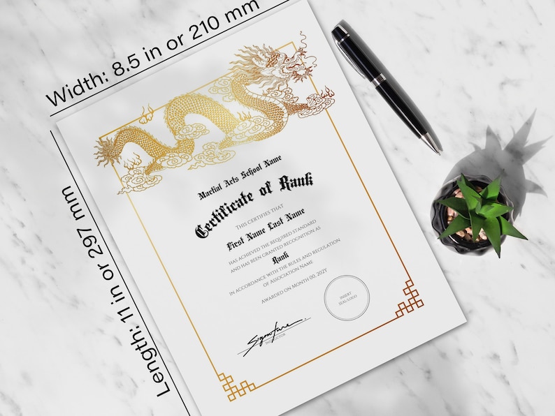 Editable Certificate of Rank Recognition | Gold Dragon Martial Arts ...