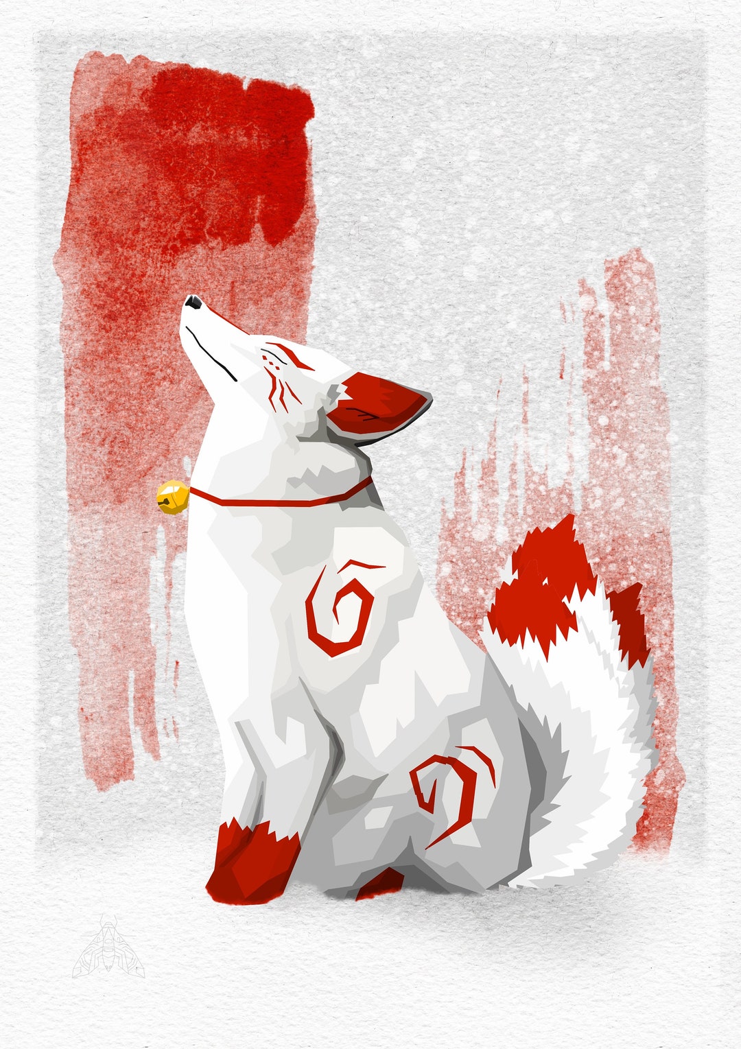 Kitsune in the Snow, Digital Art, Digital Print, Portrait, Printable ...