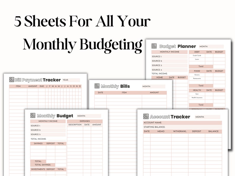 Monthly Budget Tracker | Digital Download | Expense Tracker | Budget ...