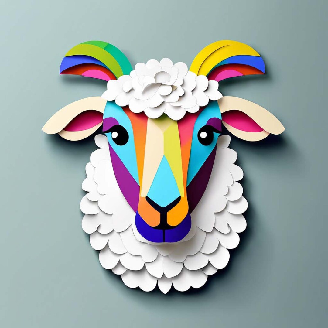 Sheep Paper Craft, Sheep Art Printable, Sheep Digital Wall Art, Sheep ...