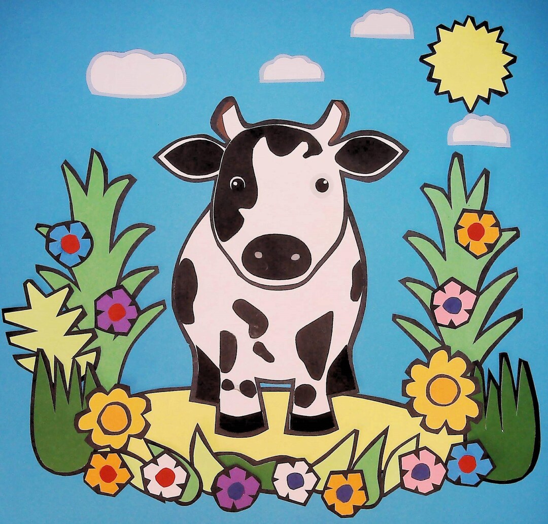 Kids Make A Cow Paper Craft, Farm Animal Coloring Page, Easy Cut and ...