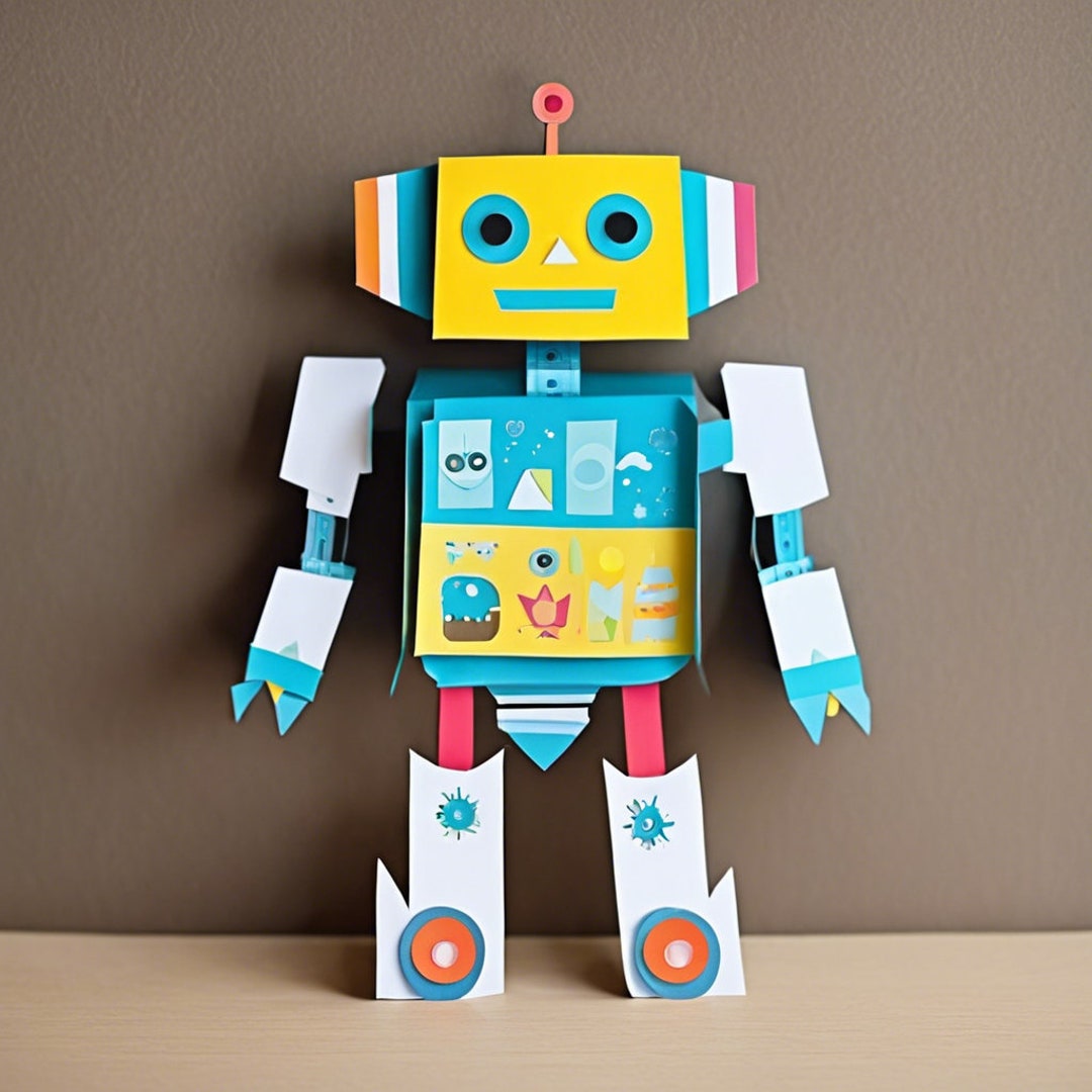 Robot Craft, DIY Robot Picture, Robot Printable Wall Art, Cut/glue ...