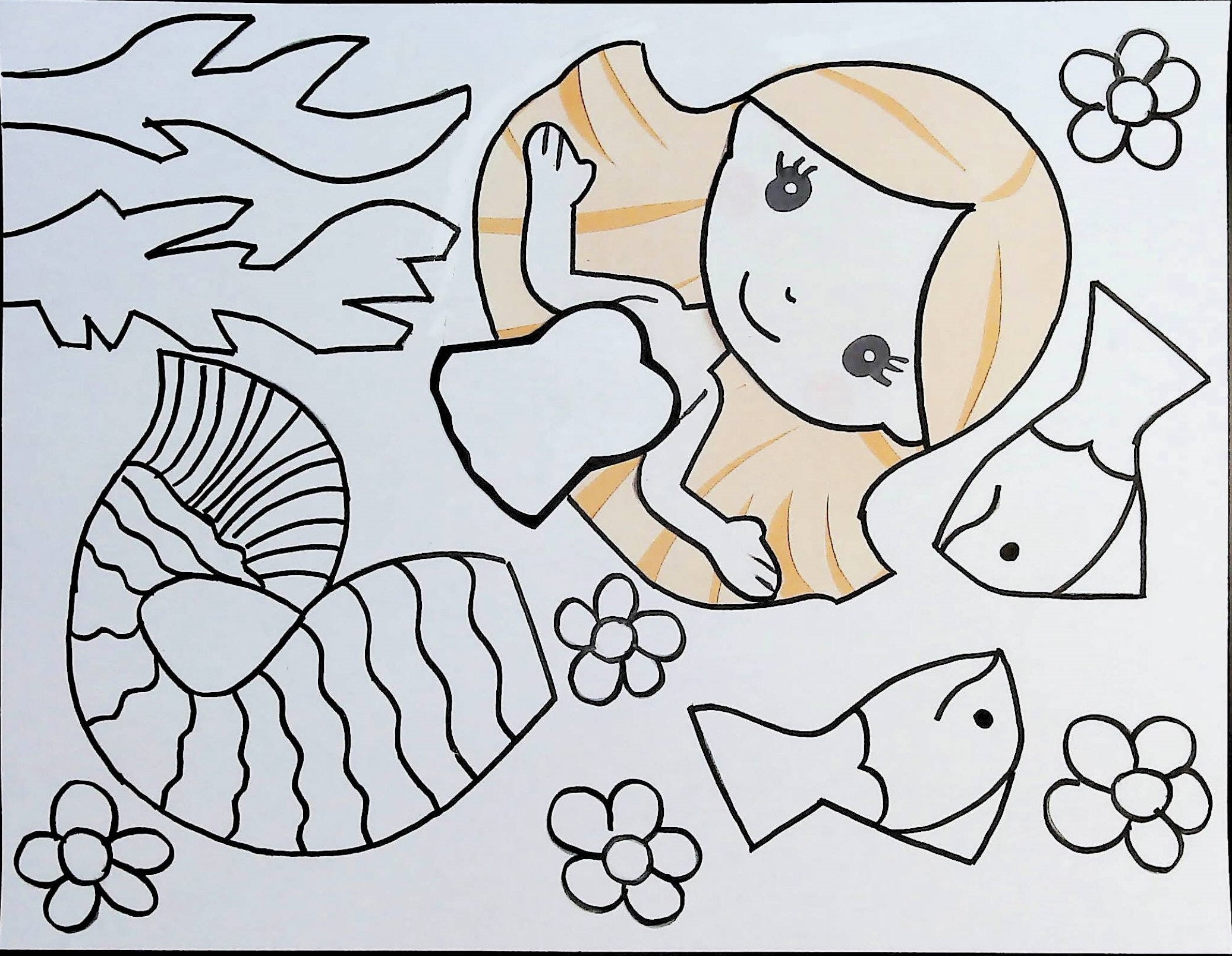 Kids Make A Mermaid Paper Craft, Mermaid Coloring Page, Easy Mermaid ...