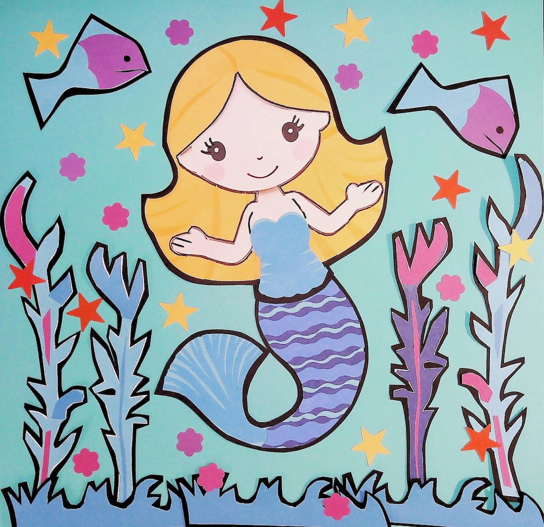 Kids Make A Mermaid Paper Craft, Mermaid Coloring Page, Easy Mermaid ...