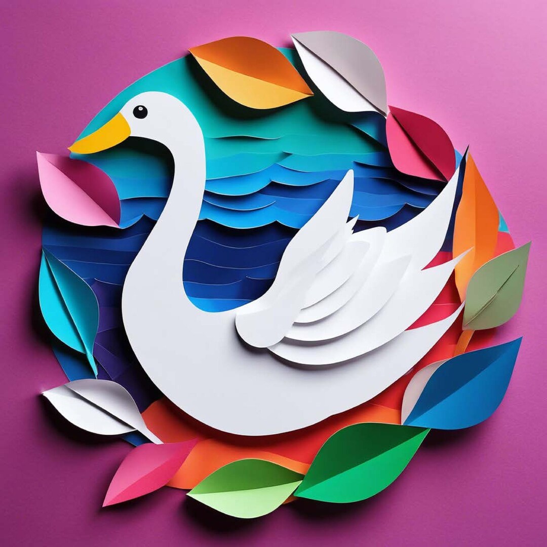 Swan Paper Craft, Swan Art Printable, Kids Swan Wall Art, Swan Digital ...