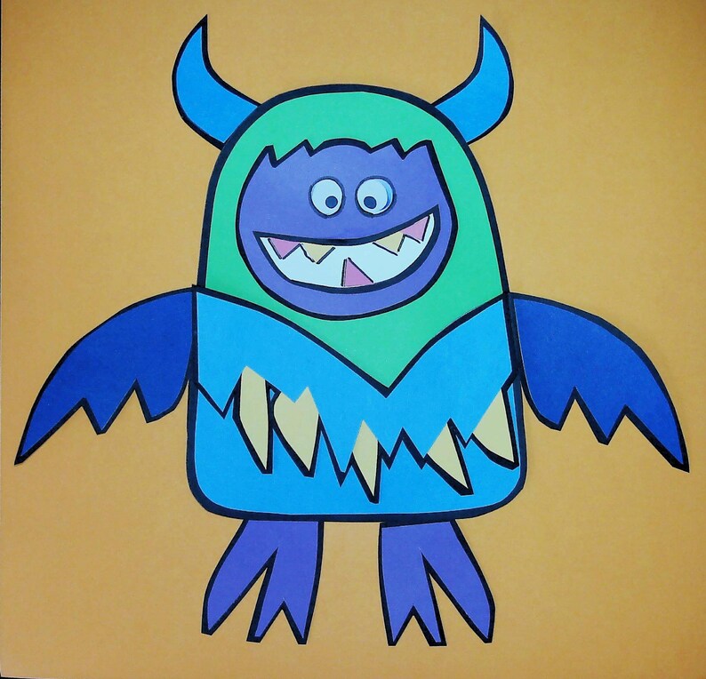 Kids Make A Monster Paper Craft, DIY Monster Coloring Page, Easy ...