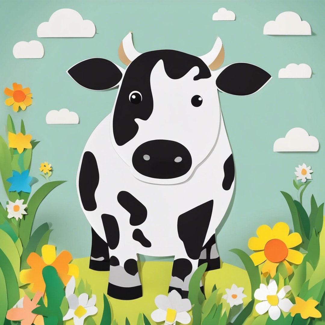 Cow Paper Craft, DIY Cow Picture, Cow Printable, Kids Cow Wall Art, Cow ...