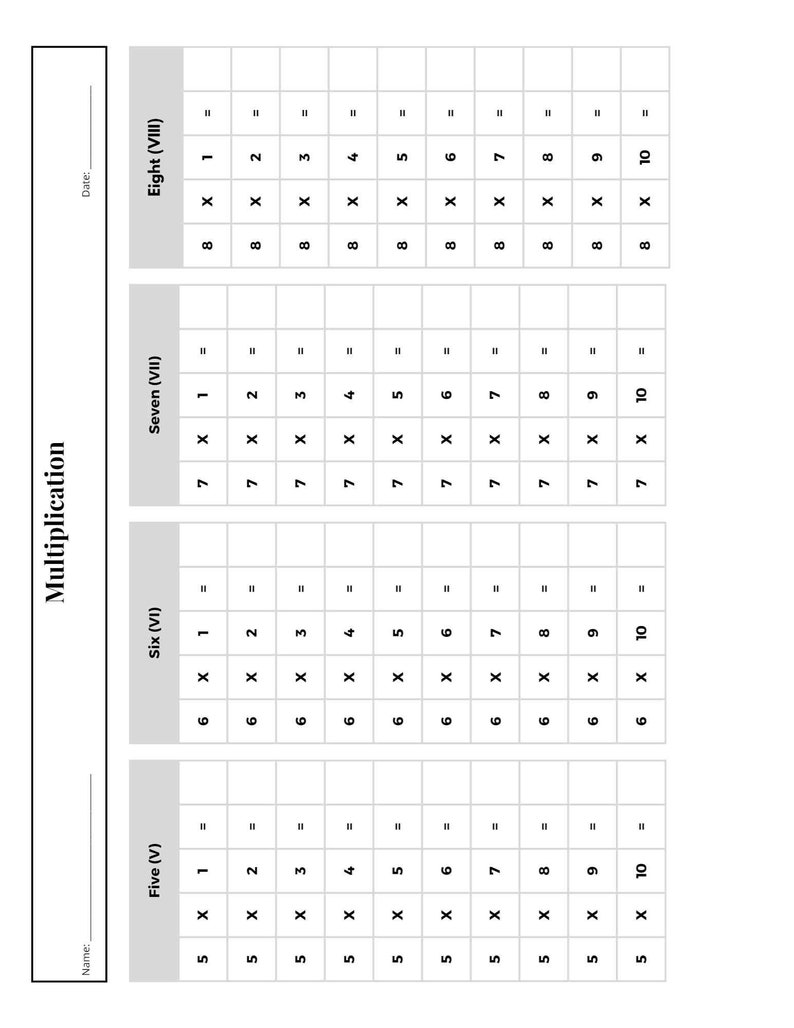 Multiplication Practice Sheet - Etsy