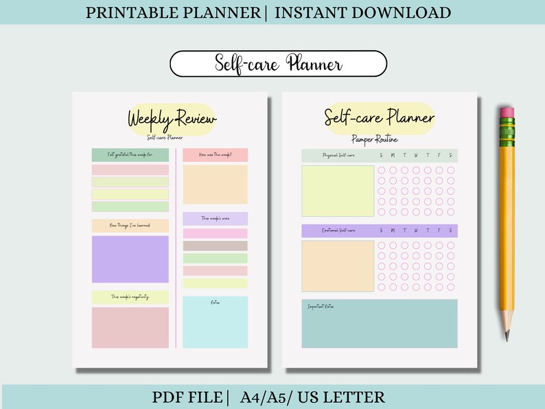 Self Care Planner Self Care Checklist Selfcare Journal Etsy