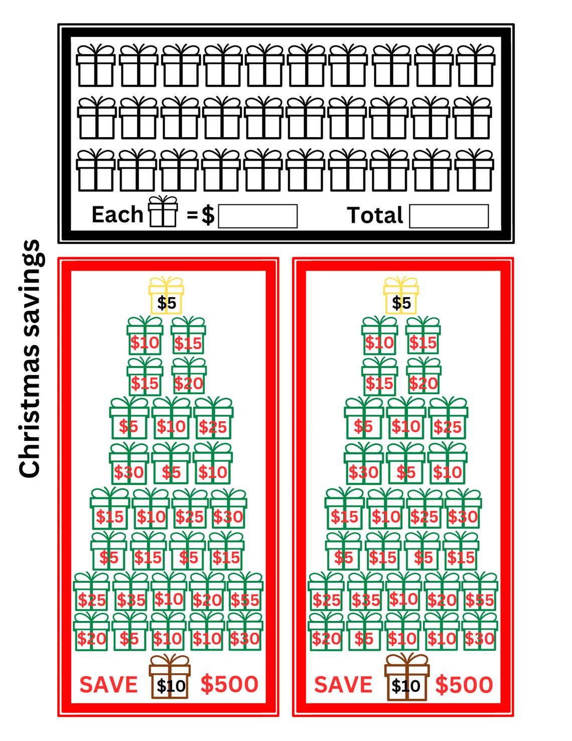 Christmas Savings Tracker 500 Savings Challenge - Etsy