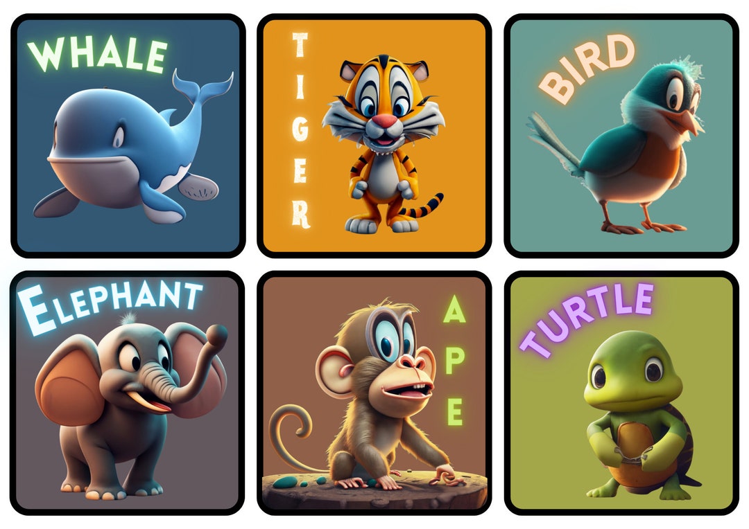 ENGLISH: Animal Flashcards, Flashcards for Kids - Etsy