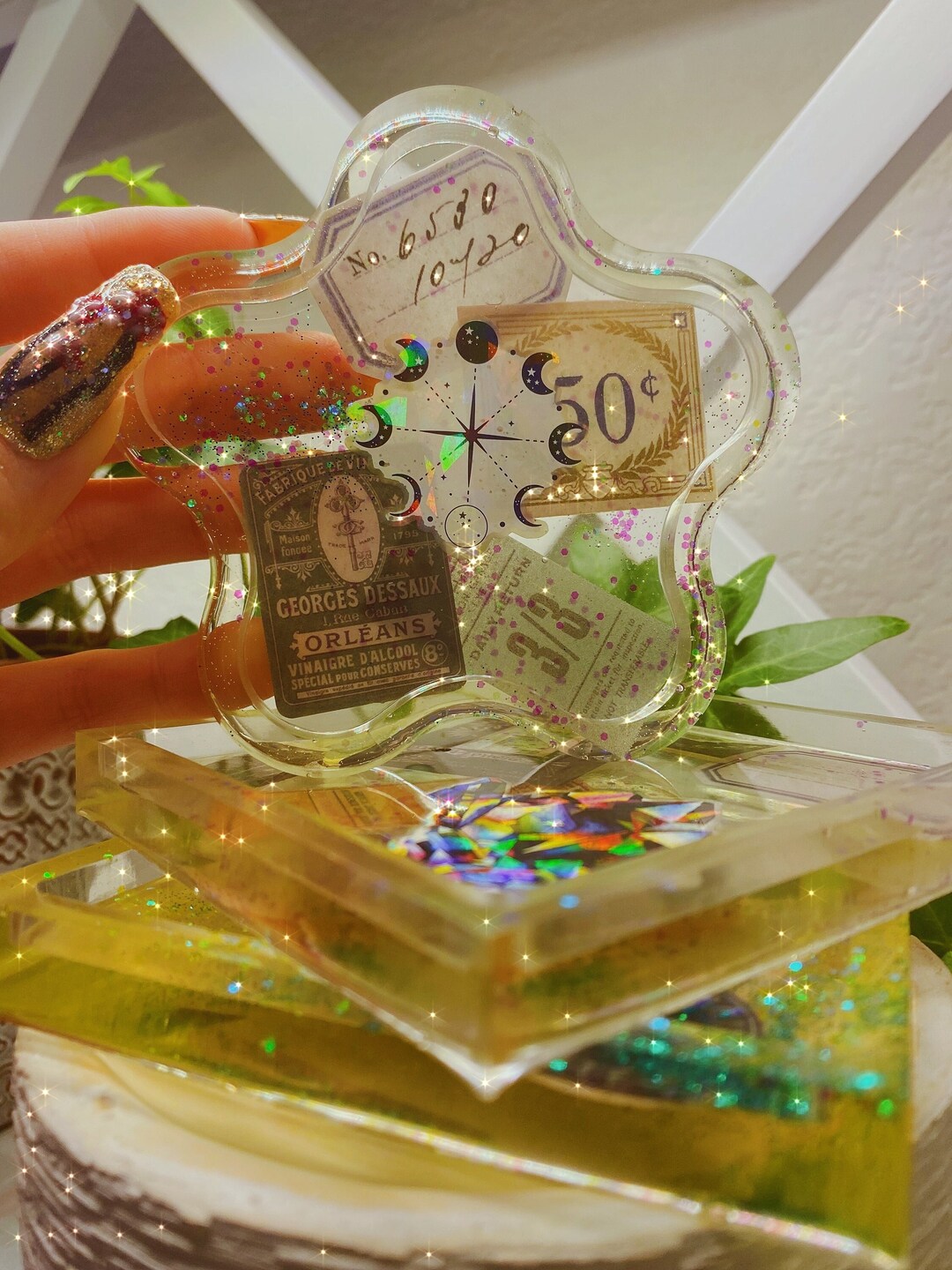 Patchwork Cottagecore Clear Coaster Set 5 Set Forestcore Fairycore ...