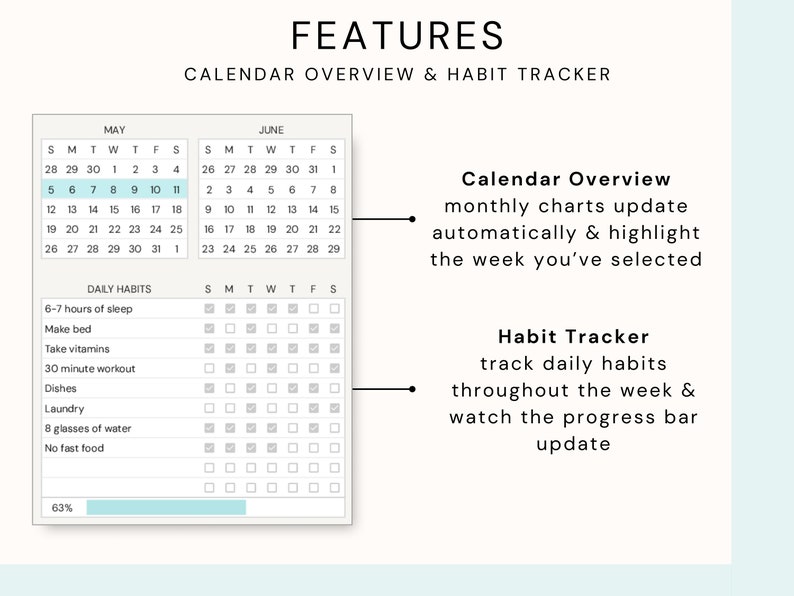 Minimalist Weekly Planner | Daily Schedule | Google Sheets Template ...