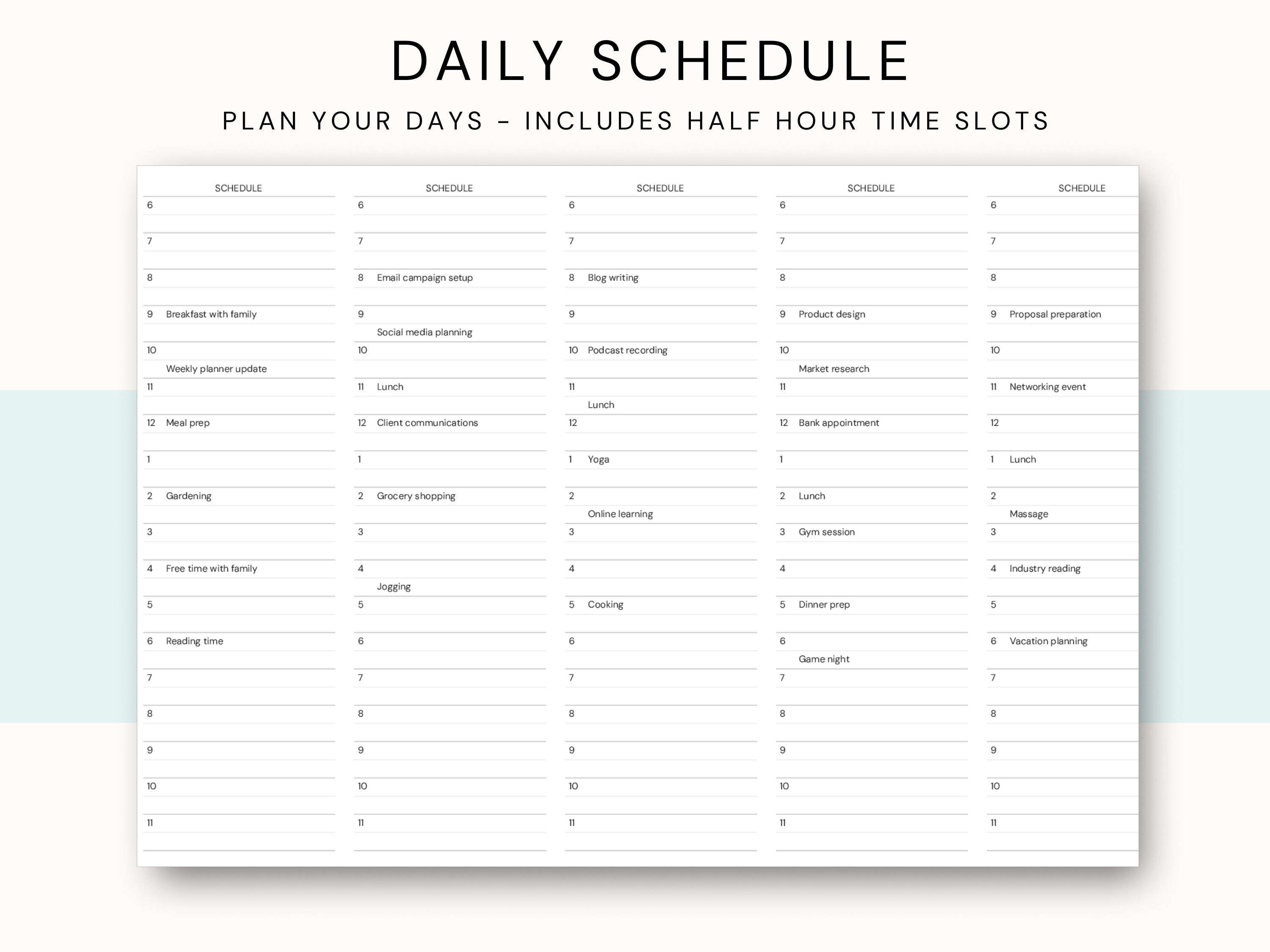 Minimalist Weekly Planner Daily Schedule Google Sheets Template ...