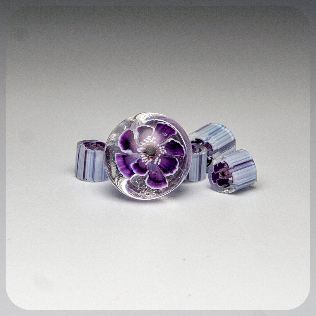Purple Flower Glass Murrini Coe 104 for Lampworking 7-8 Mm - Etsy