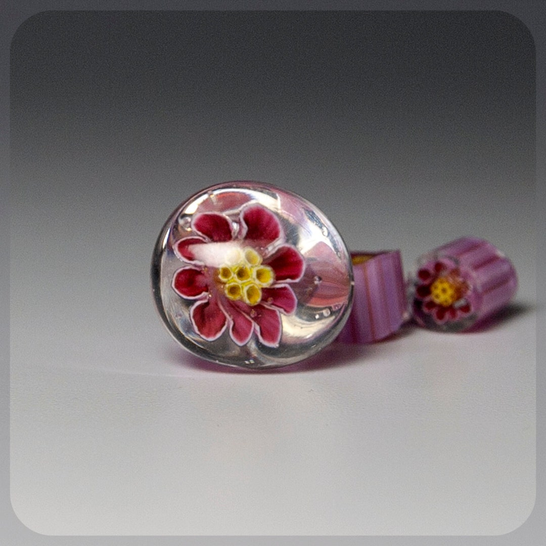 Pink Flower Glass Murrini Coe 104 for Lampworking 5-6 Mm Pack 12 Pieces ...