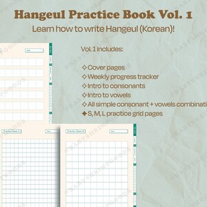 Hangeul Notebook Vol. 1 - Learn How to Write Korean, Hyperlinked ...