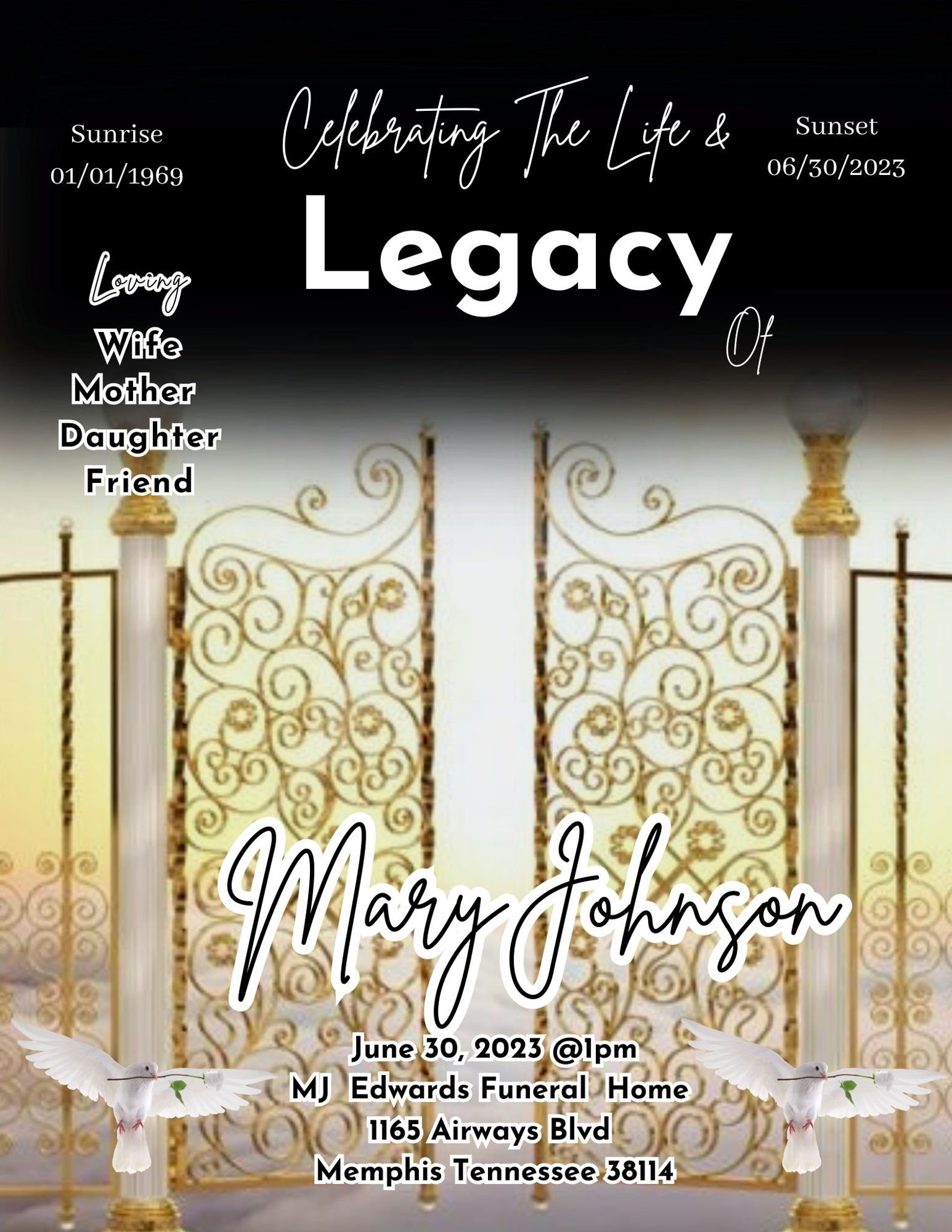 Obituary Canva Template Funeral Program Canva Template Celebration of ...