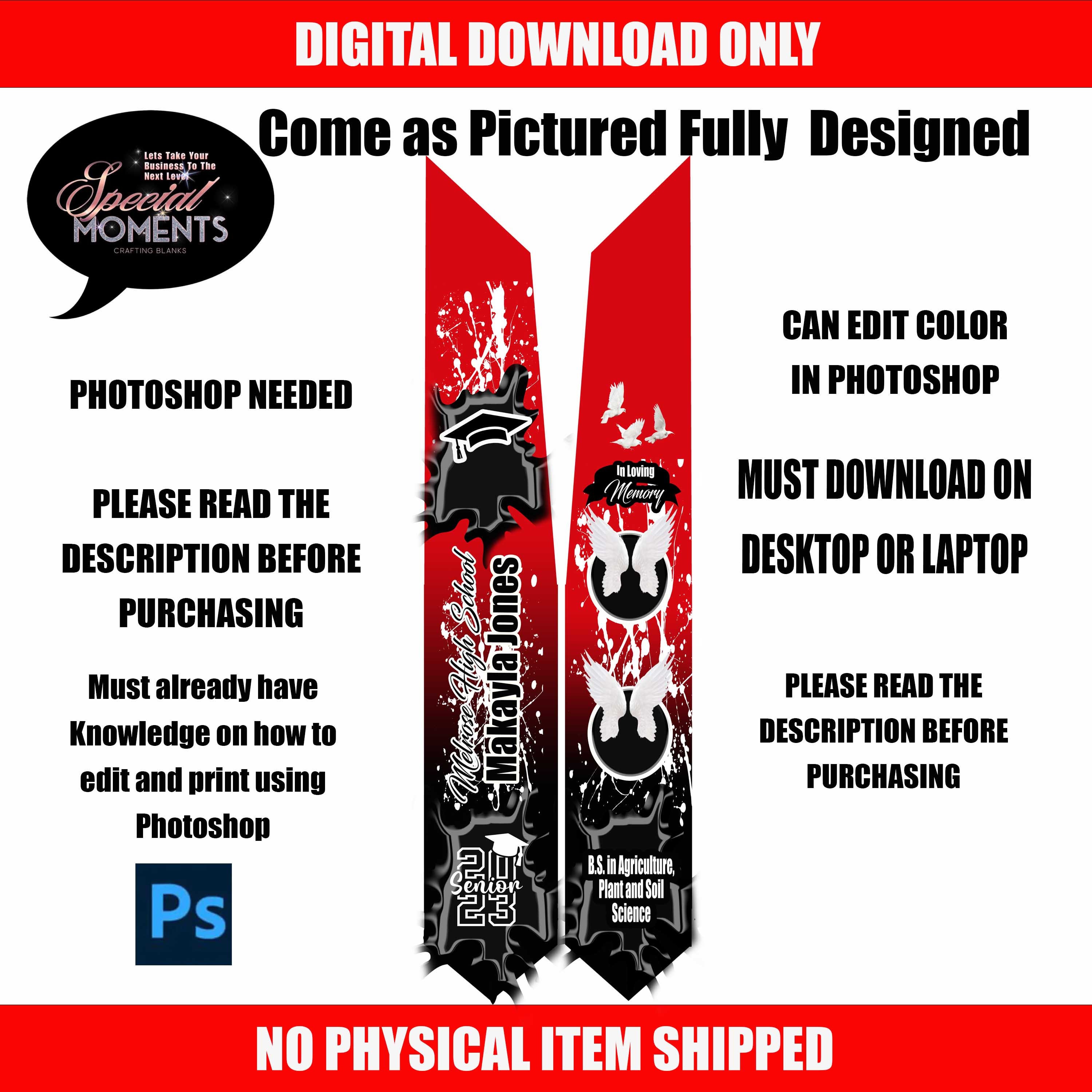 Graduation Stole Digital Photoshop Template, Class of 2023, Grad Stole ...