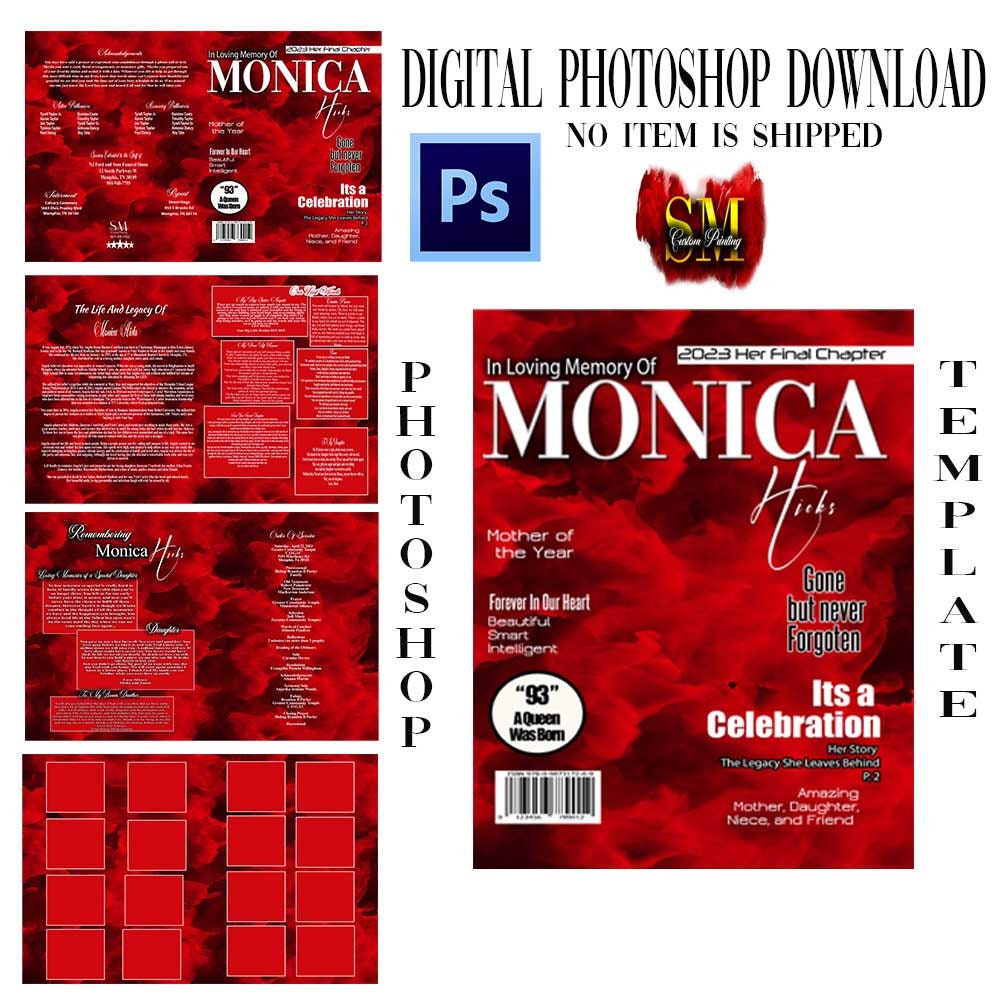 Photoshop Obituary Template Funeral Program Template Celebration of ...