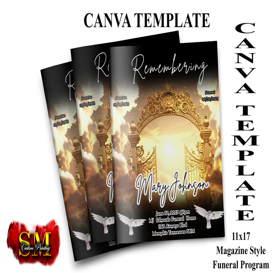 Obituary Canva Template| Funeral Program Canva Template | Celebration ...