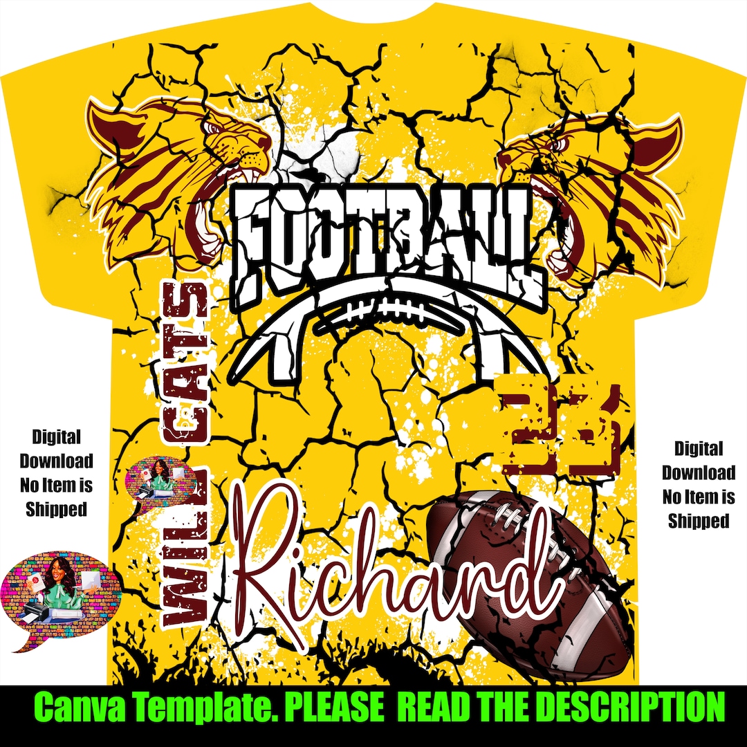 Canva Template Football All Over T-shirt Design - Etsy