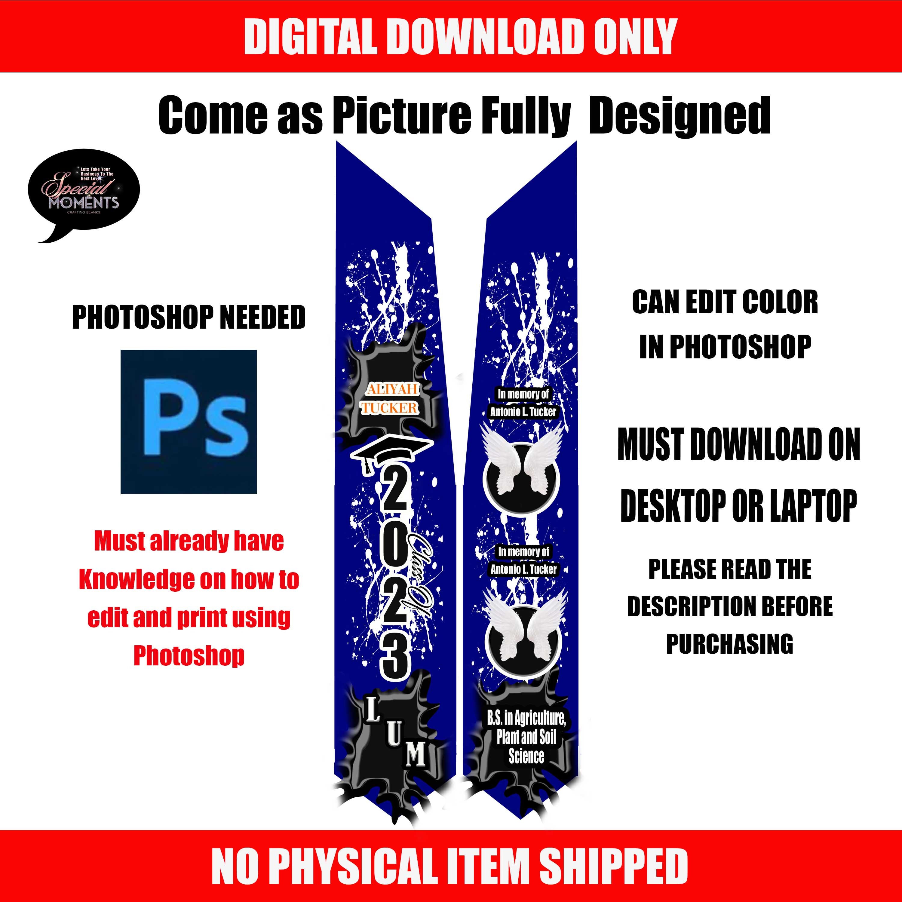 Graduation Stole Digital Photoshop Template, Class of 2023, Grad Stole ...