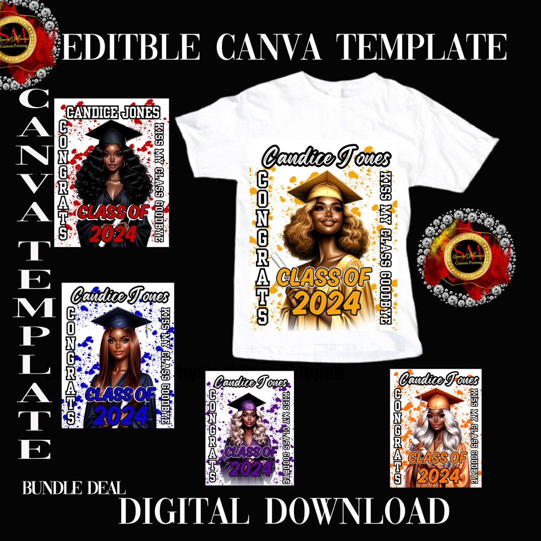 Canva Graduation T Shirt Design Bundle, Editable in Canva Only, 2024 ...