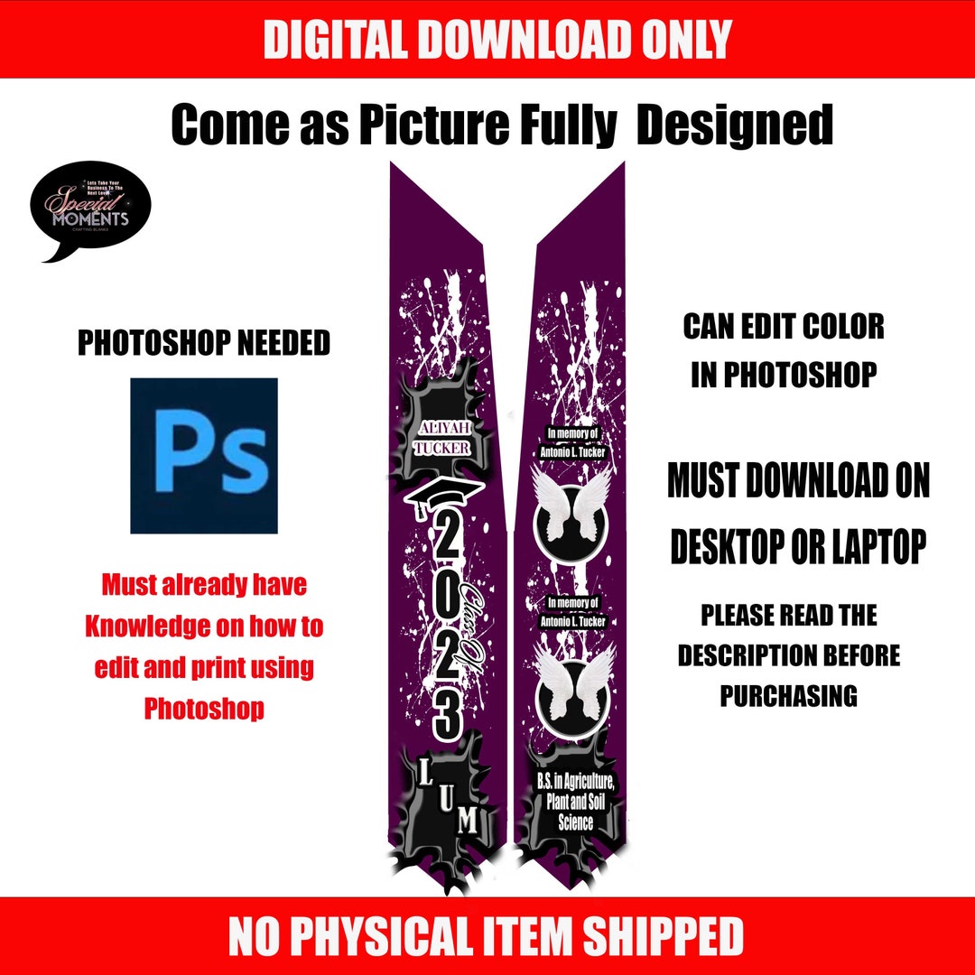 Graduation Stole Digital Photoshop Template, Class of 2023, Grad Stole ...