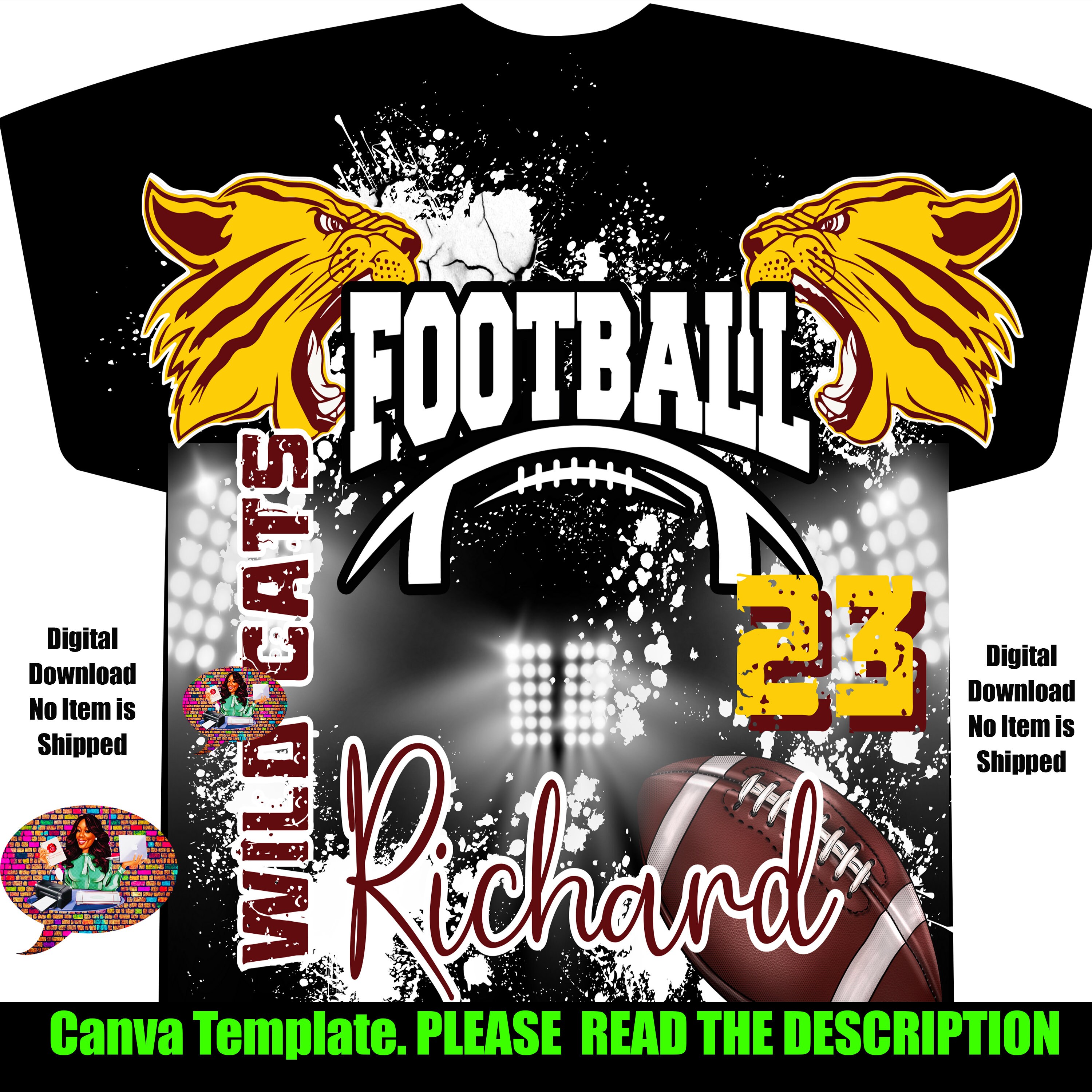 Canva Template Football All Over T-shirt Design - Etsy