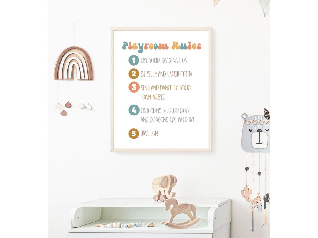 Playroom Rules Wall Art Digital Download Printable Playroom Decor ...