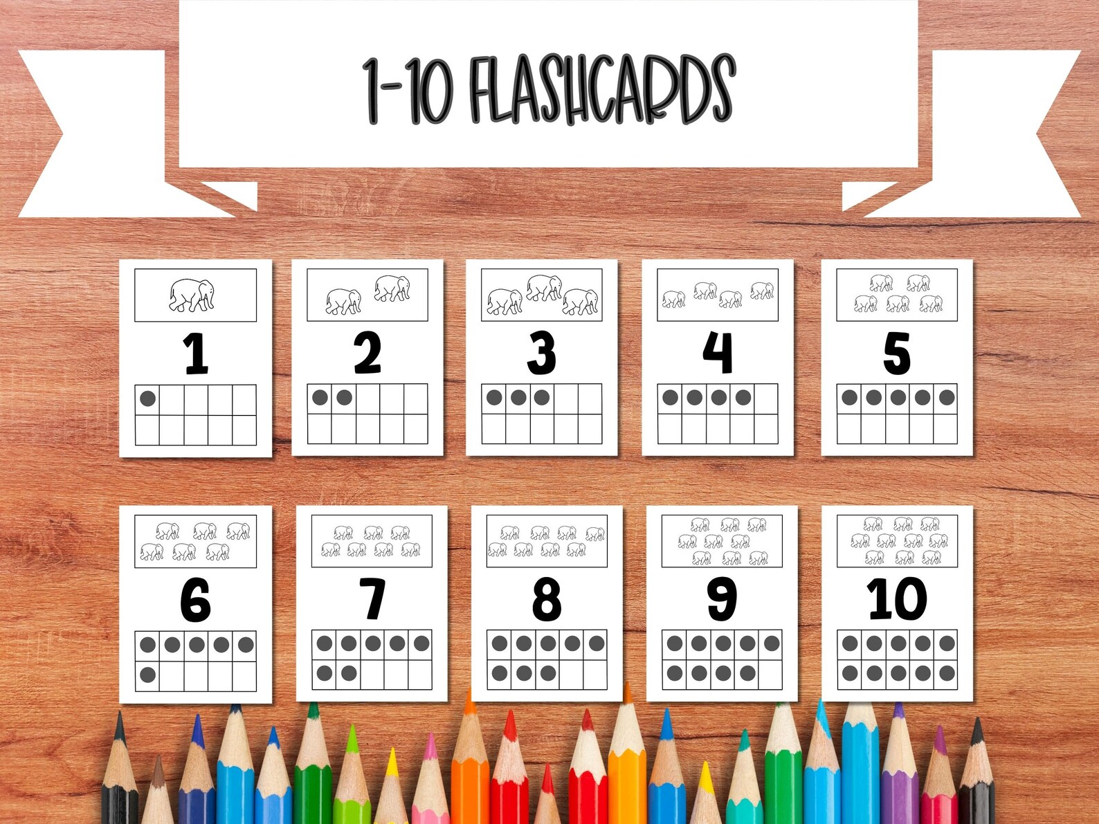 Counting Flashcards Montessori Flashcards Ten Frame Cards Toddler ...