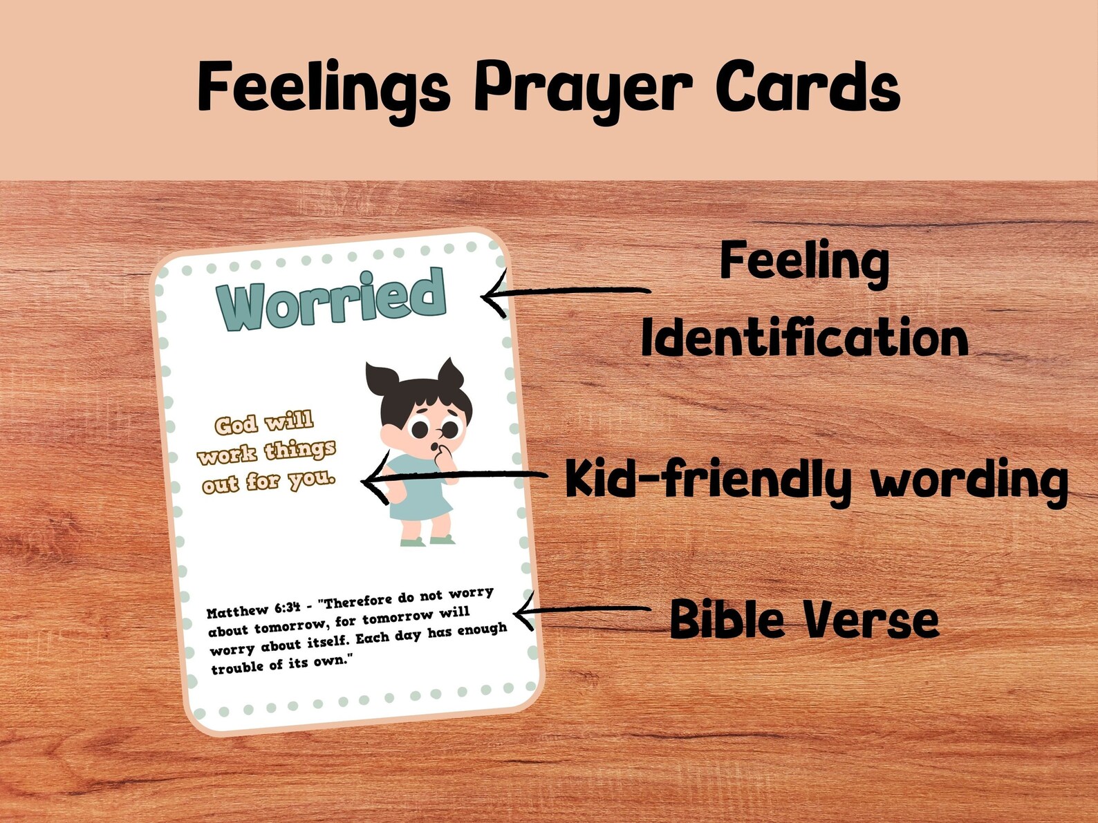 Prayer Cards for Kids Feelings Flash Cards Sunday School Homeschool ...