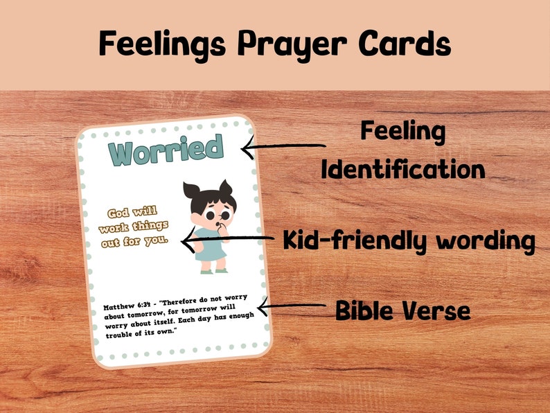 Prayer Cards for Kids Feelings Flash Cards Sunday School Homeschool ...