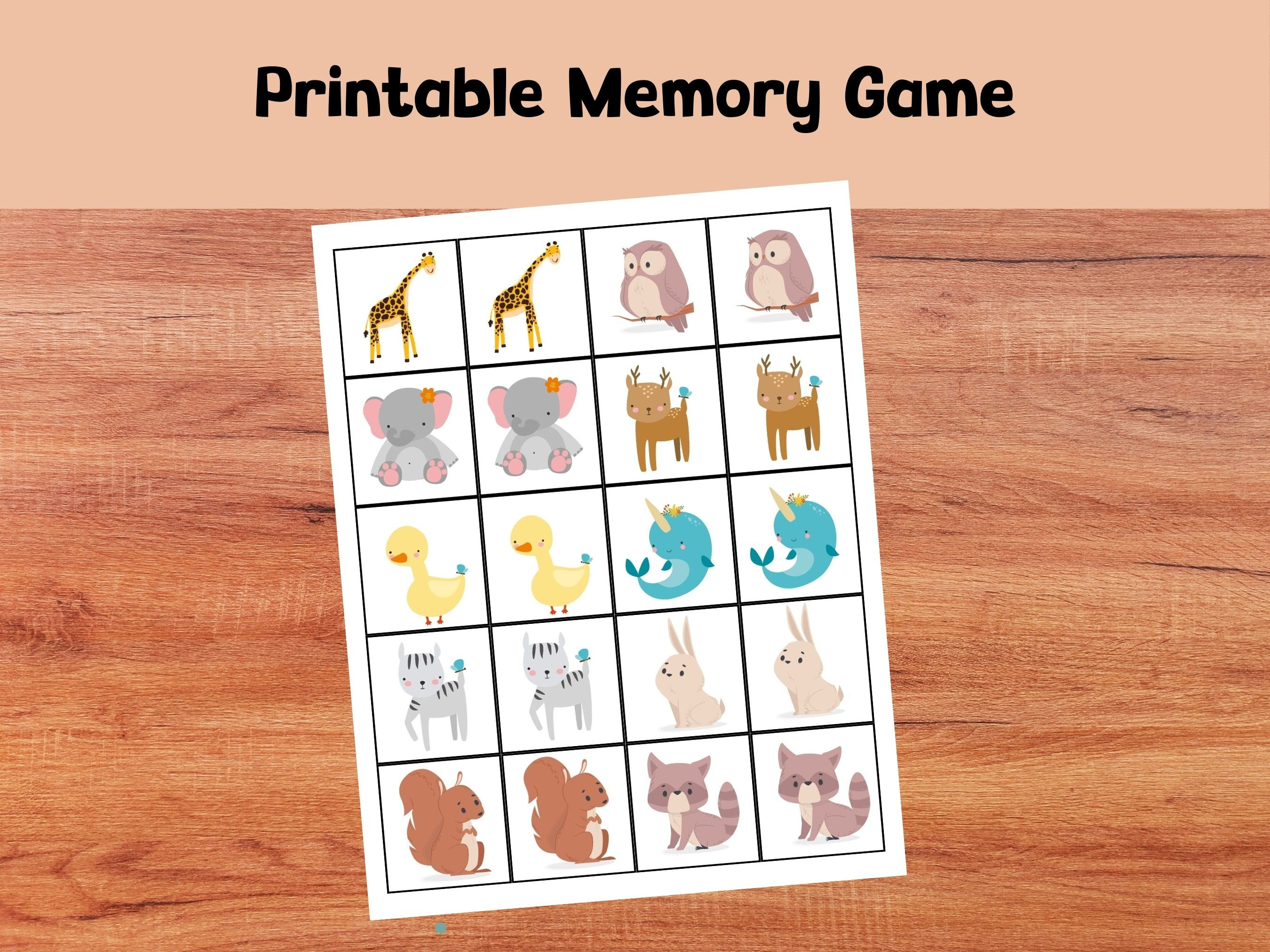Memory Game for Kids Toddler Printable Activity Matching Montessori ...