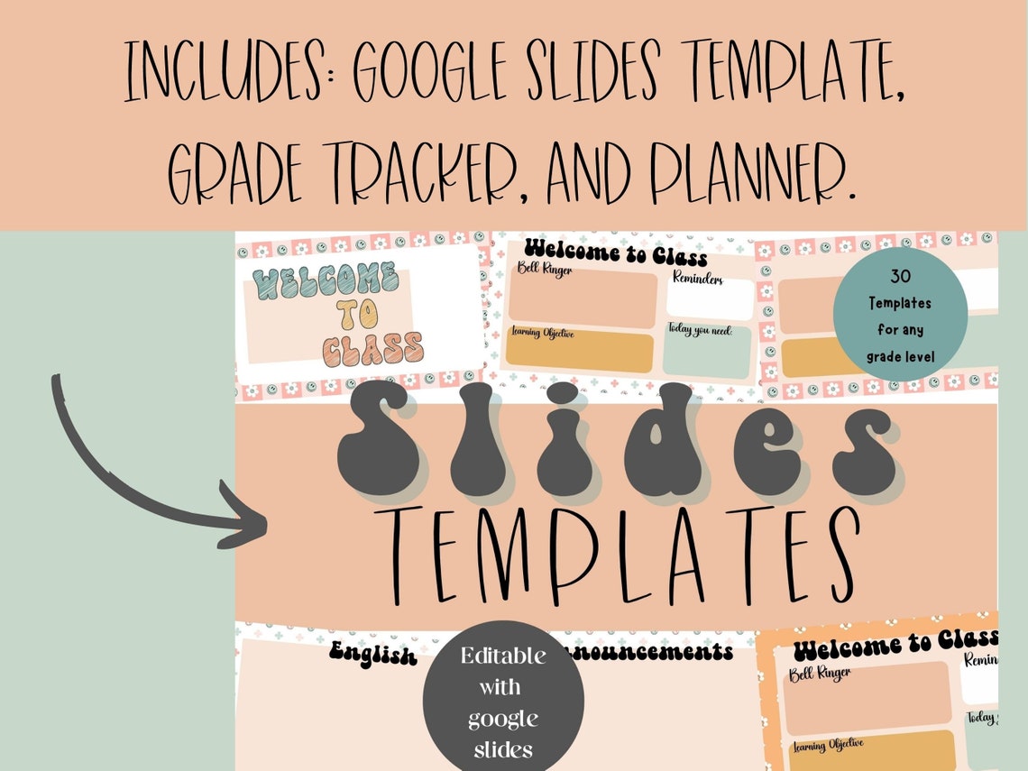 Teacher Template Bundle Teacher Planner Grade Tracker Editable Slides ...