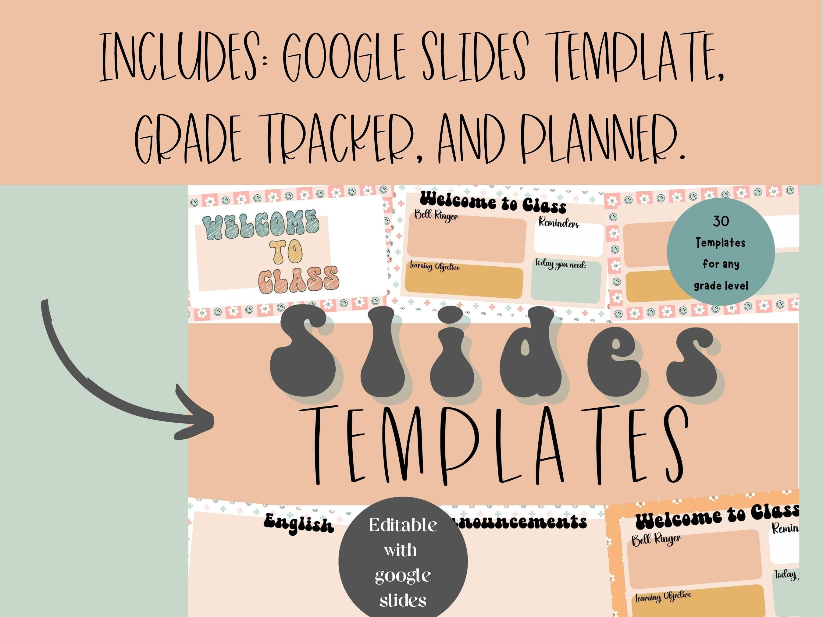 Teacher Template Bundle Teacher Planner Grade Tracker Editable Slides ...