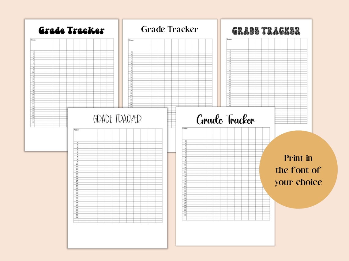 Printable Grade Tracker Homeschool Gradebook Grade Tracker Printable ...